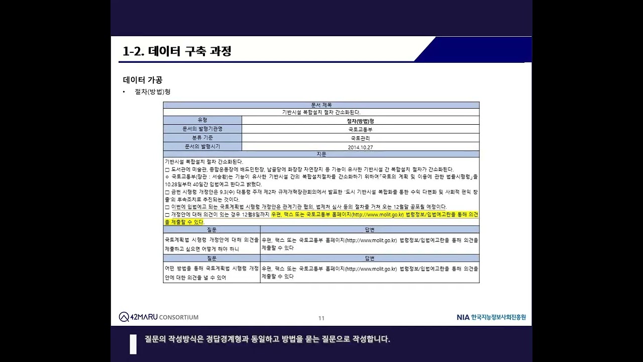 행정 문서 대상 기계독해 데이터 포티투마루 인공지능 학습용 데이터 교육 영상2021 1차 Youtube