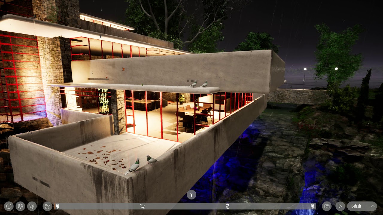 Falling water night time walk through with rain effects part 3 - YouTube