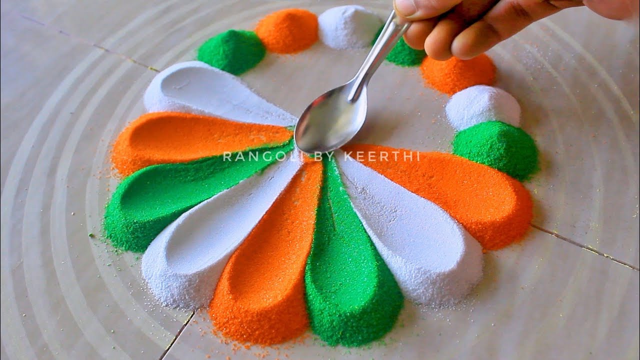 Simple Independence day rangoli design l August 15th rangoli l tricolor ...