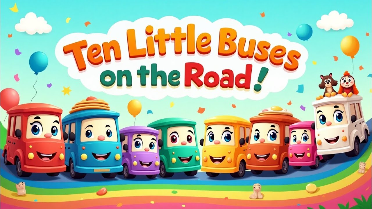 Ten Little Buses On The Road| Fun nursery rhyme for kids & kids Song| # ...