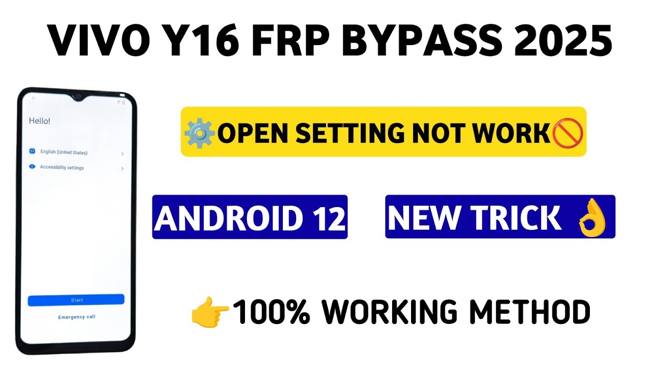 VIVO Y16 FRP BYPASS ANDROID 12 SETTING NOT OPEN || Y16 FRP BYPASS OPEN ...