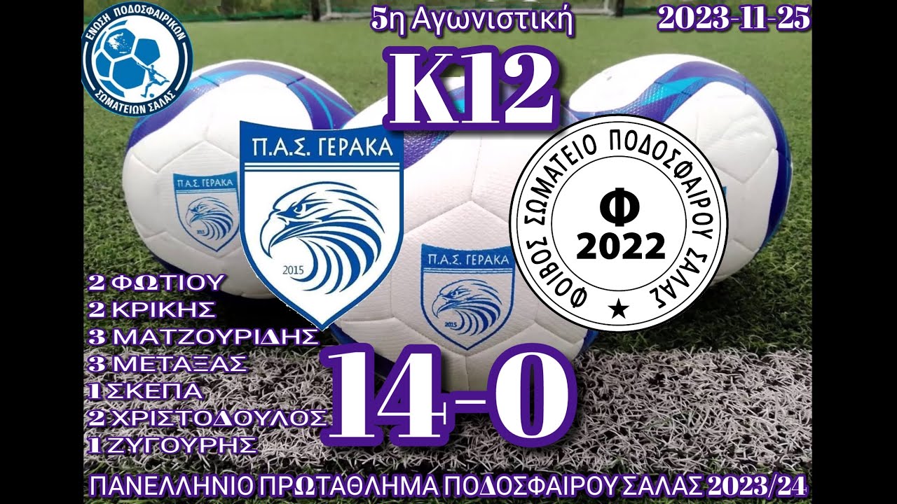 2023-11-25 ΠΡΩΤΑΘΛΗΜΑ ΣΑΛΑΣ (K12) ΠΑΣ ΓΕΡΑΚΑ-ΦΟΙΒΟΣ ΣΠΣ - YouTube