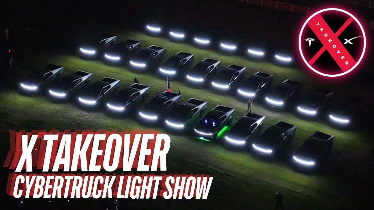 The WORLD's LARGEST CYBERTRUCK Light Show at the X Takeover - YouTube
