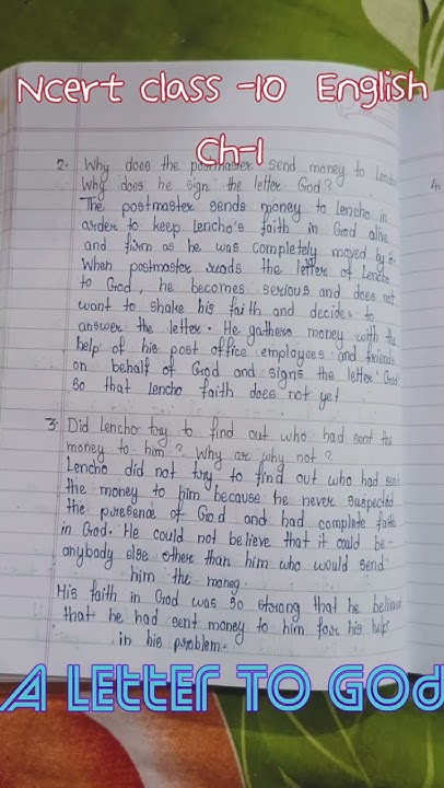 NCERT class 10 English footprints ch- 1 A letter to god QnA #studyland ...