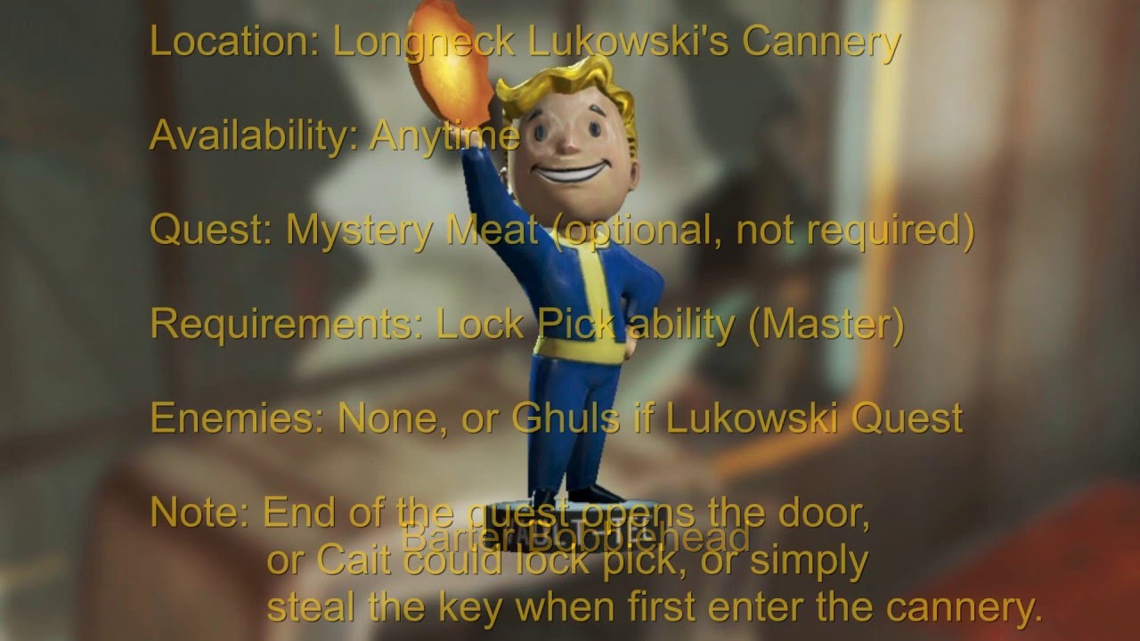 Fallout 4 Barter Bobblehead - Longneck Lukowskis Cannery - YouTube
