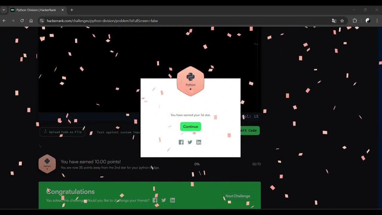 First Star Python Hackerrank Youtube