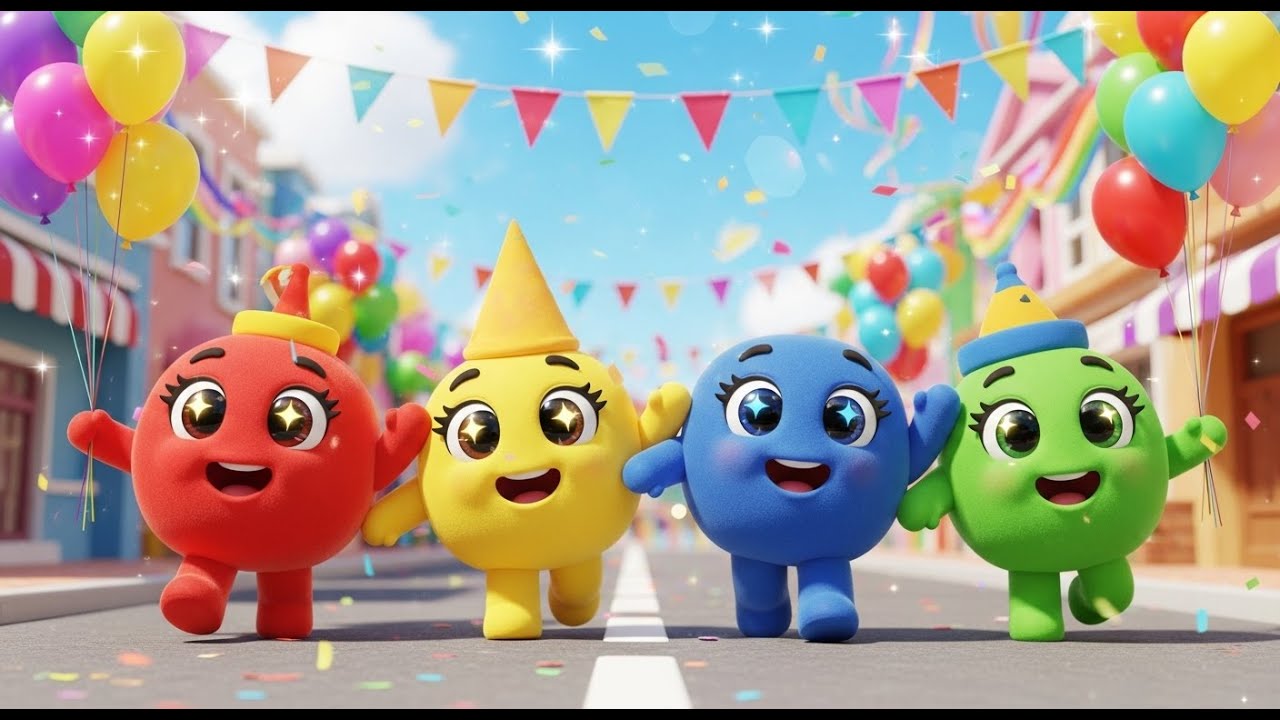 Red, Yellow, Blue, and Green Parade 🎈🌈🥁 | Learn Colors for Kids | Fun ...