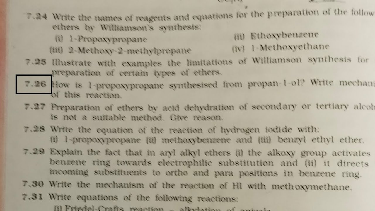how is 1 propoxy propane synthesised from propanol? write mechanism of ...