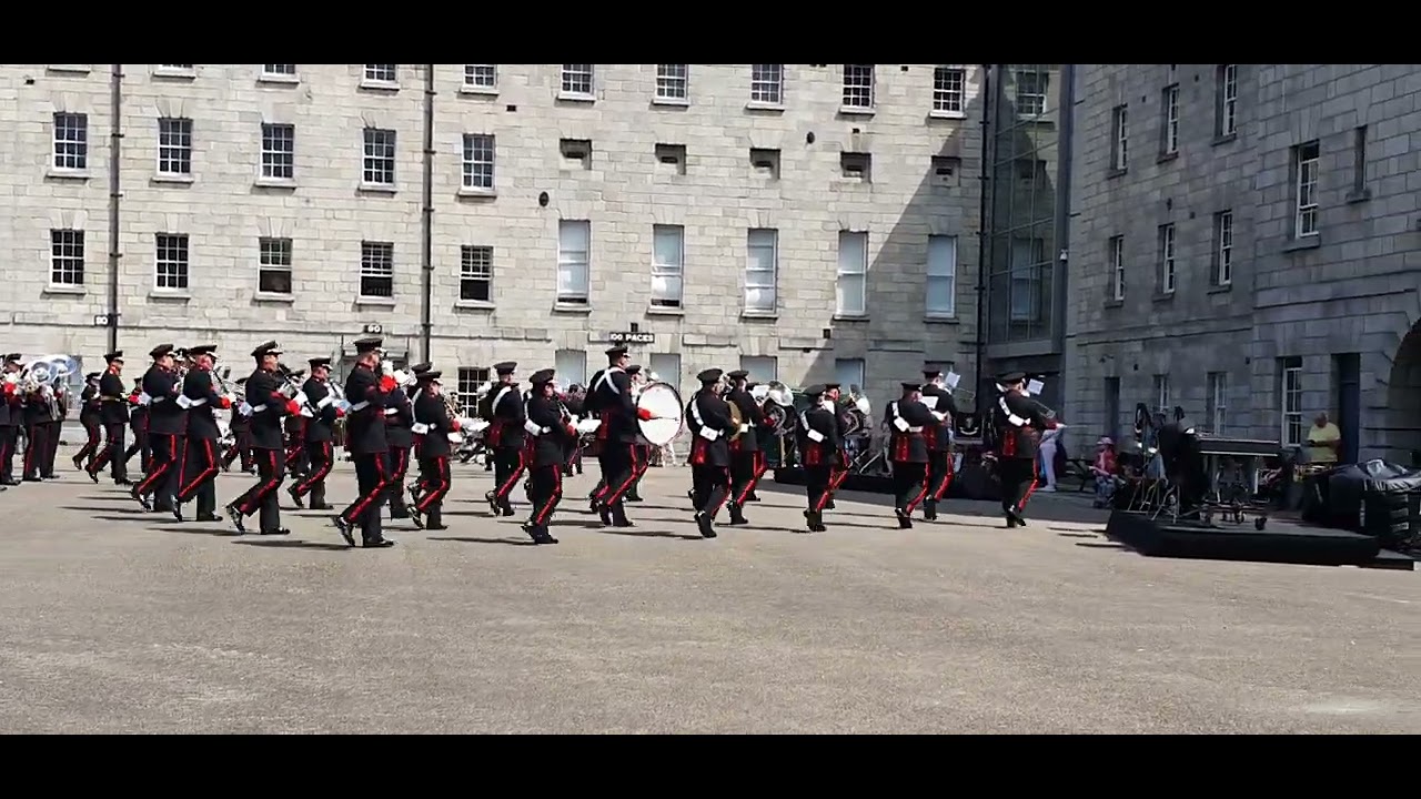 Army bands on parade in Collins Barracks Dublin 11 June 23. 100 years ...