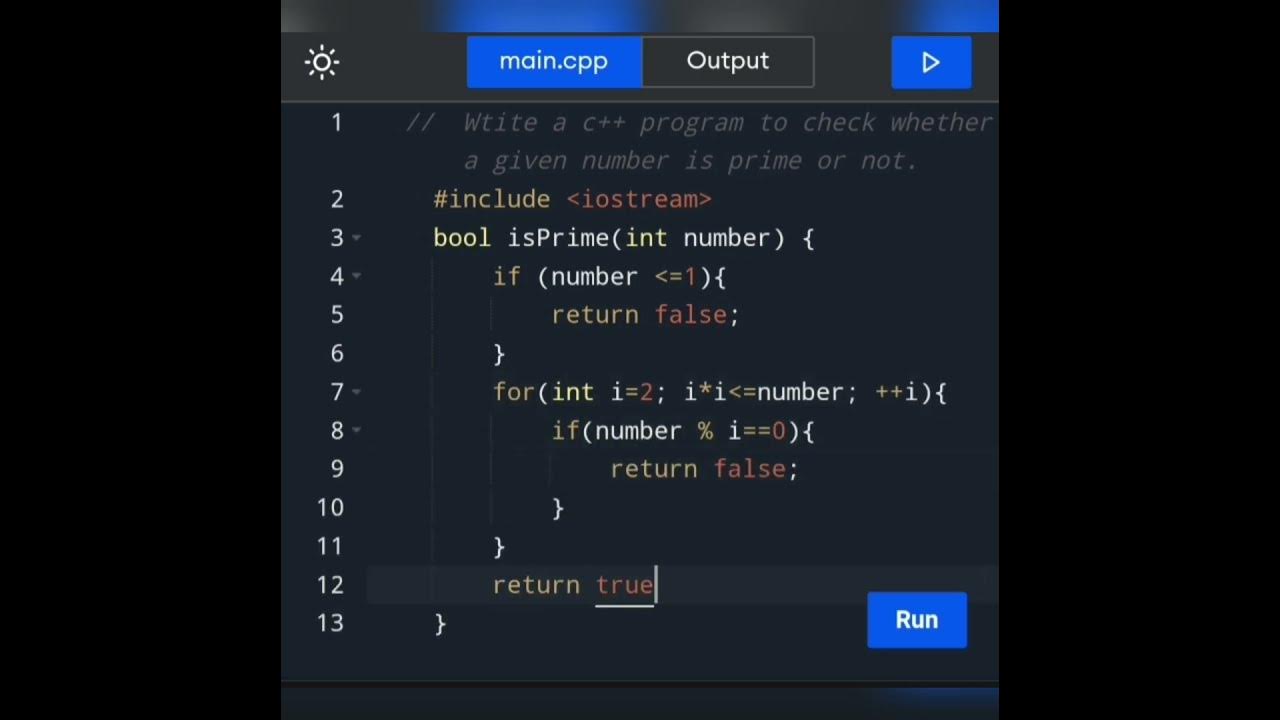 How to write a c++ Program to check whether a given number is prime or ...