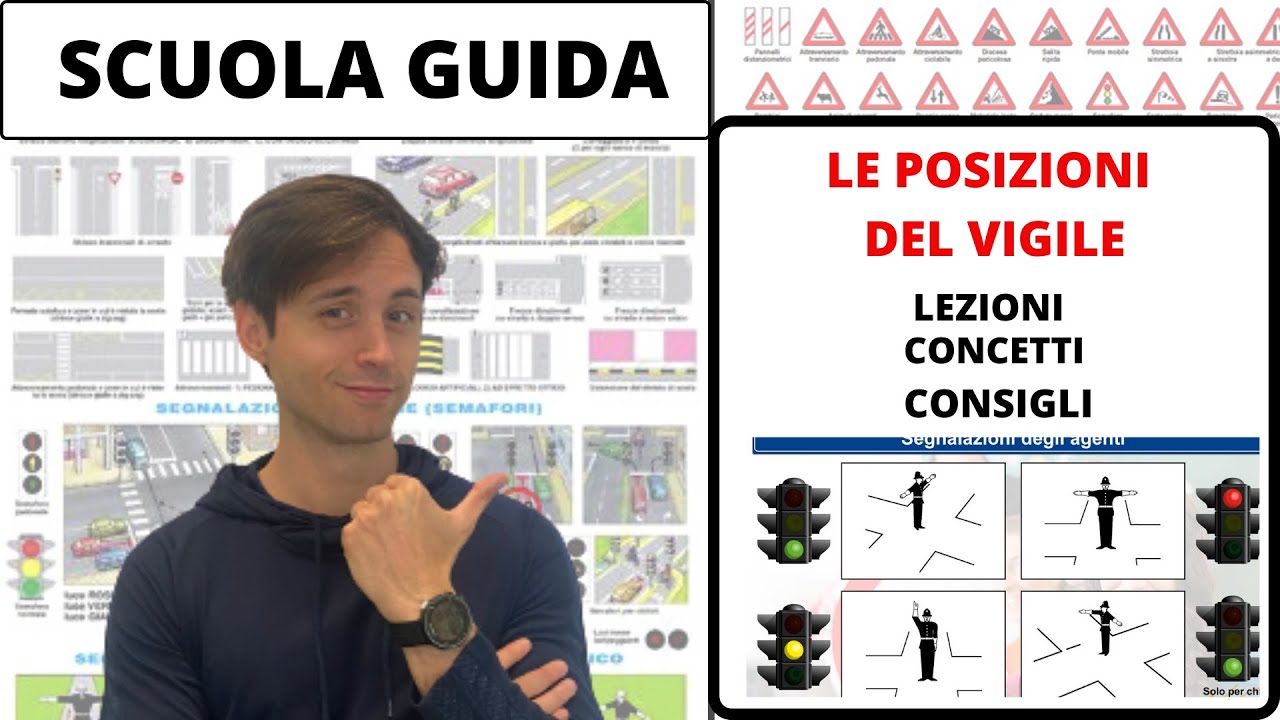 posizioni vigile scuola guida - YouTube