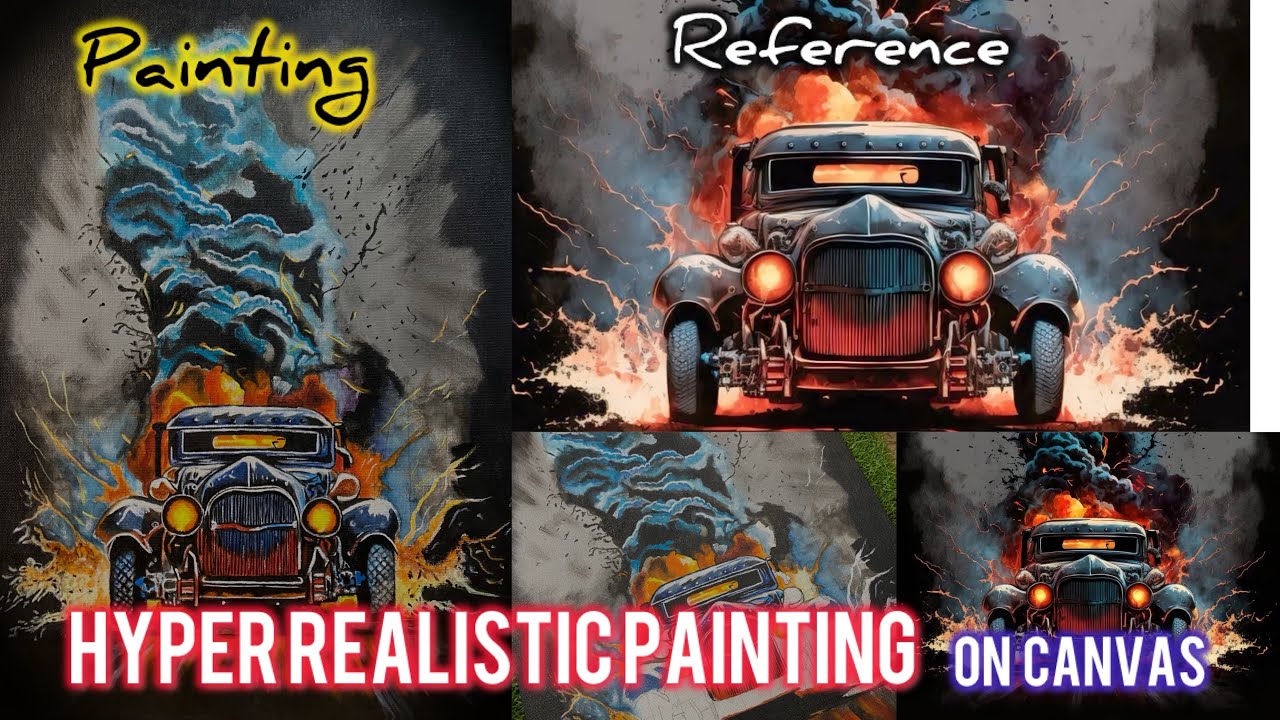How to make hyper realistic painting on canvas step by step - YouTube