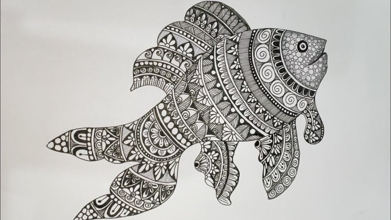 Fish Mandala Coloring Pages Hand Drawn Fish For Adult Anti Stress
