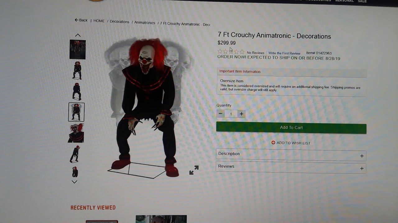 The new crouchy animatronic for Spirit Halloween 2019 - YouTube