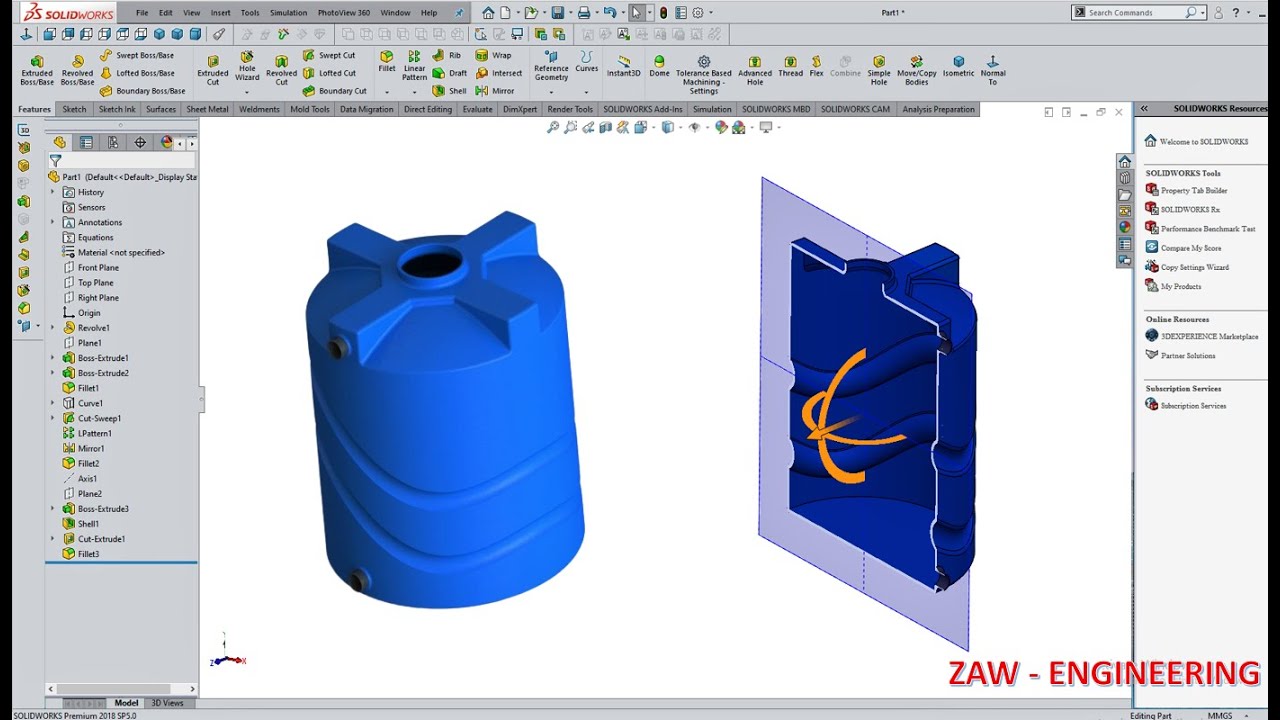 Water Tank Modeling Tutorial (Solidworks) - YouTube