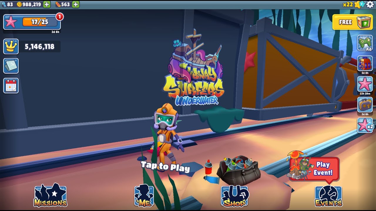 SUBWAY SURFERS GAMEPLAY PC HD 2024 - UNDERWATER - PRINCE K SHINE OUTFIT ...