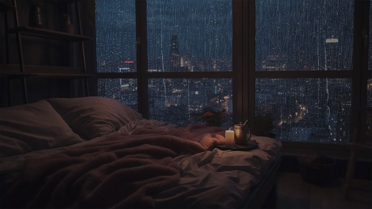 Rainy Night with Cozy Bed | Calming & Soothing Rain Sound to Sleep ...