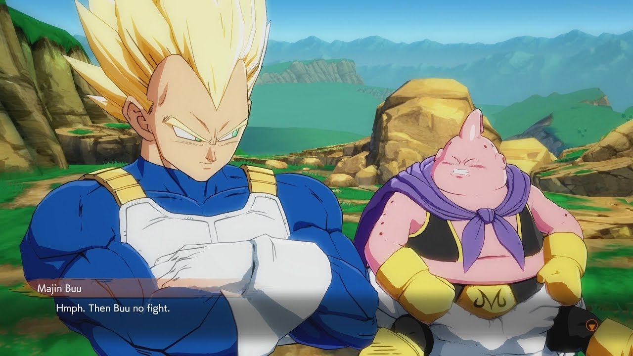 DRAGON BALL FIGHTERZ Vegeta Promises Majin Buu Food if he Fights - YouTube