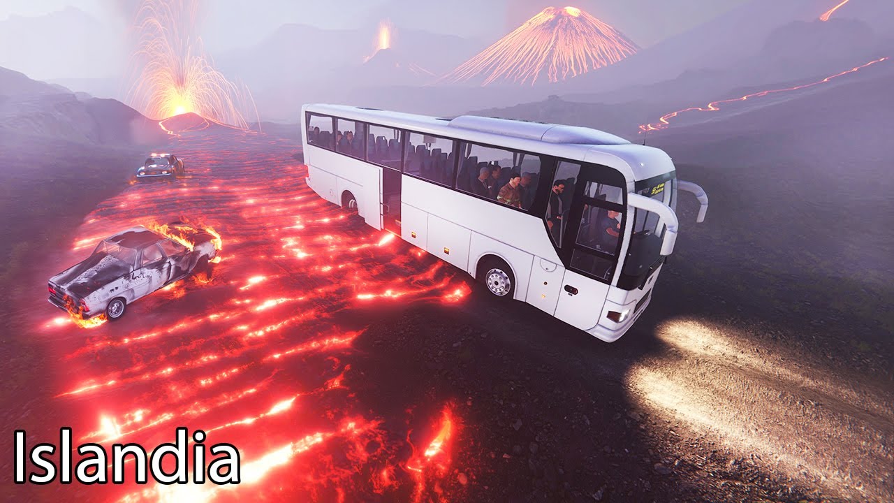 BUS WORLD | 😱 ESCAPAMOS DE UN VOLCAN EN AUTOBUS - YouTube
