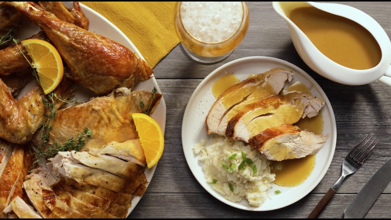 Beer-Basted Turkey with Roasted Onion Jus - YouTube