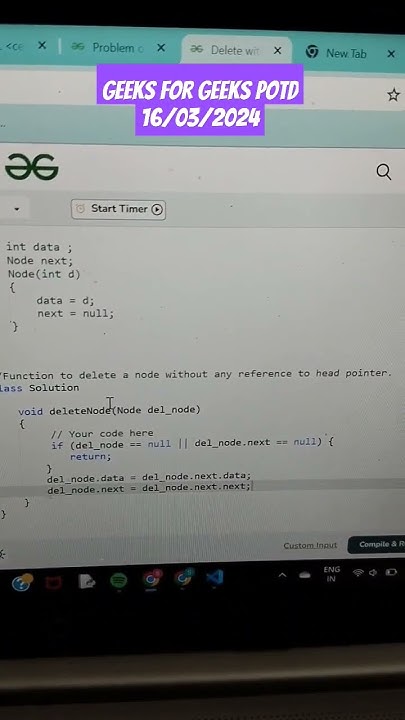 Geeks For Geeks Potd Delete Without Head Pointers Java Coding Gfg Leetcode