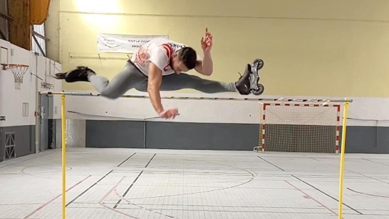INSANE HIGH JUMPS! Roller Skater Jumps Over High Beam - YouTube