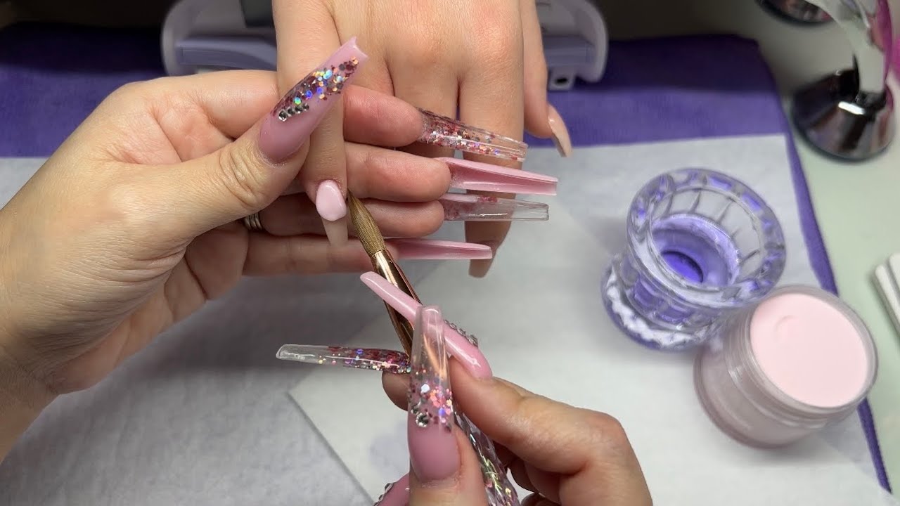 How To Do A Fill On Acrylic Nails | Short Nails - YouTube