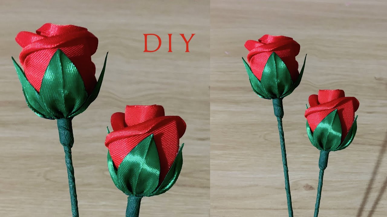 How to make rosebud satin ribbon |Crafts & Ribbon Art | DIY - YouTube