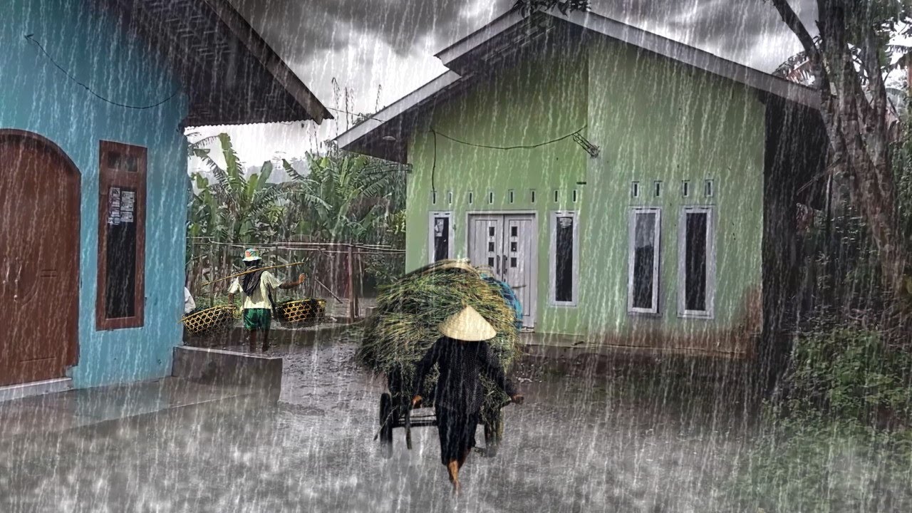 Extreme Weather in Indonesia: Walking Through a Heavy Rainstorm & Strong Winds in My Freezing ...