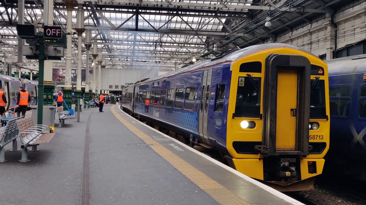 Scotrail 158713 leaves Edinburgh Waverley - YouTube