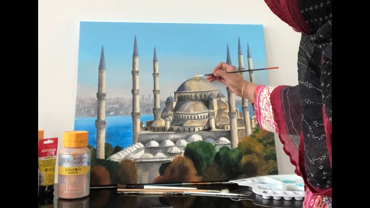 Blue Mosque painting/ Istanbul Turkey/Acrylic painting/Sultan Ahmed ...