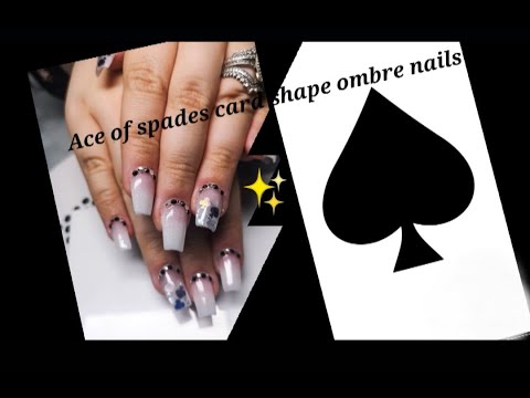 Ace of spades card shape nails - Havva's Nails - YouTube
