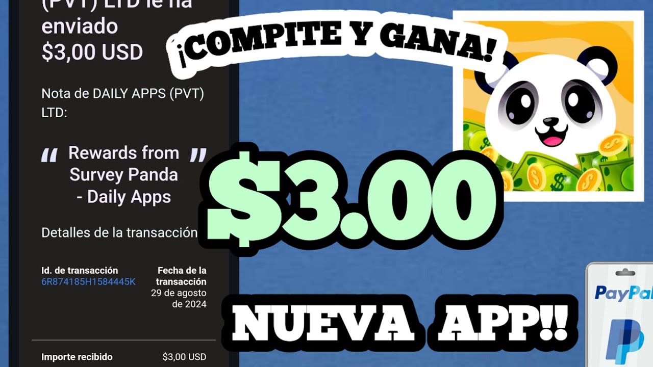 NUEVA APP!! 😱 [Survey Panda] + $3 Prueba de Pago 🤑 GANA DINERO a PAYPAL ...