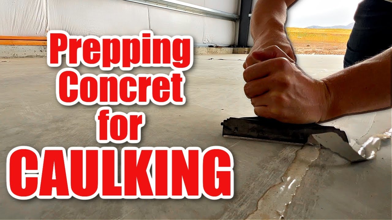 Cleaning, CAULKING and SCRAPING Concrete Relief Joint Cuts - Shop Build ...