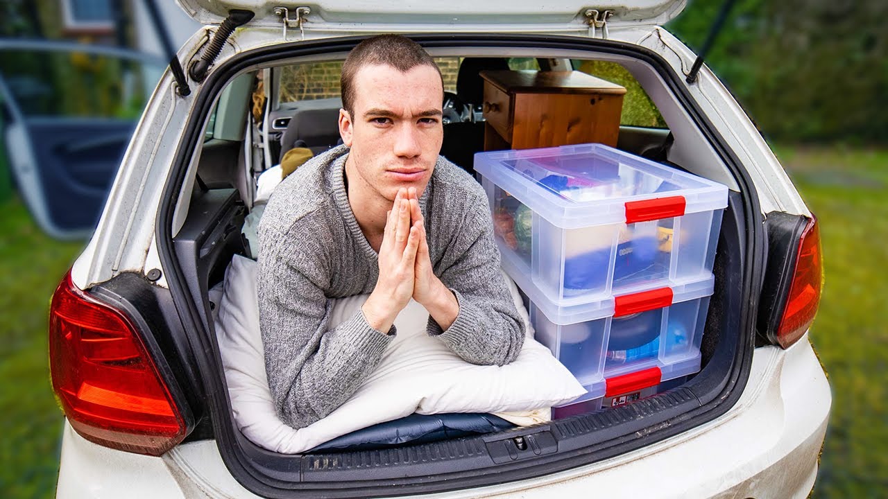 Attempting to Live in my TINY Car - Cheap Car Camping Conversion - YouTube