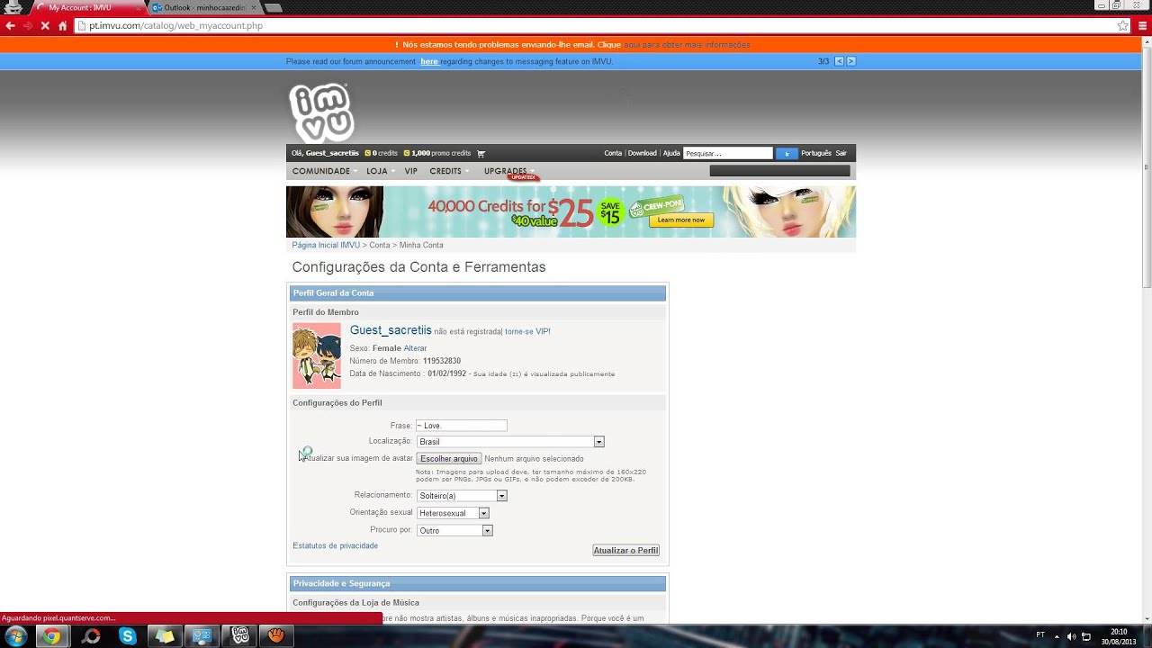 Como alterar o email da conta do IMVU - YouTube