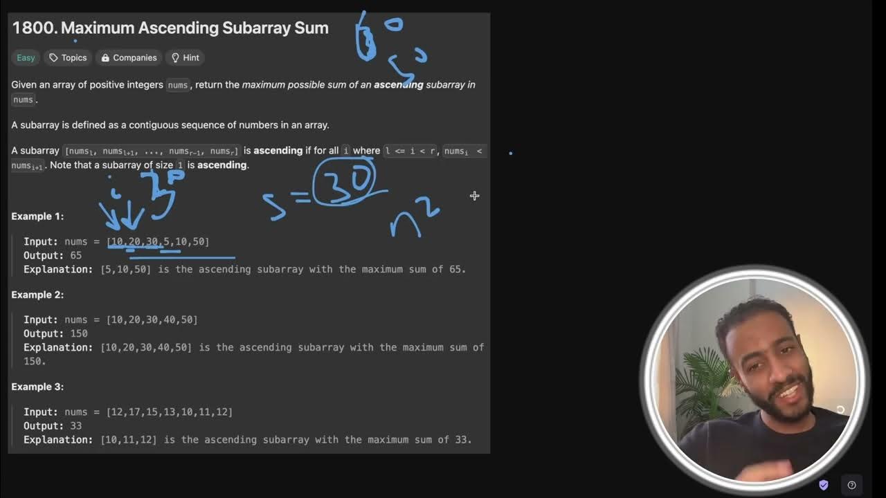 Day 226 | 1800. Maximum Ascending Subarray Sum | C++ بالعربي - YouTube