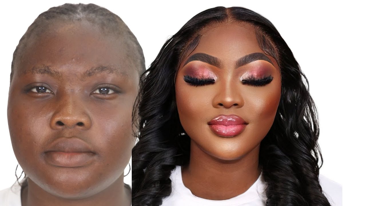 DARK SKIN MAKEUP 😱 MUST WATCH ⬆️ CLIENT PARTY GLAM🔥 TRANSFORMATION😱 ...