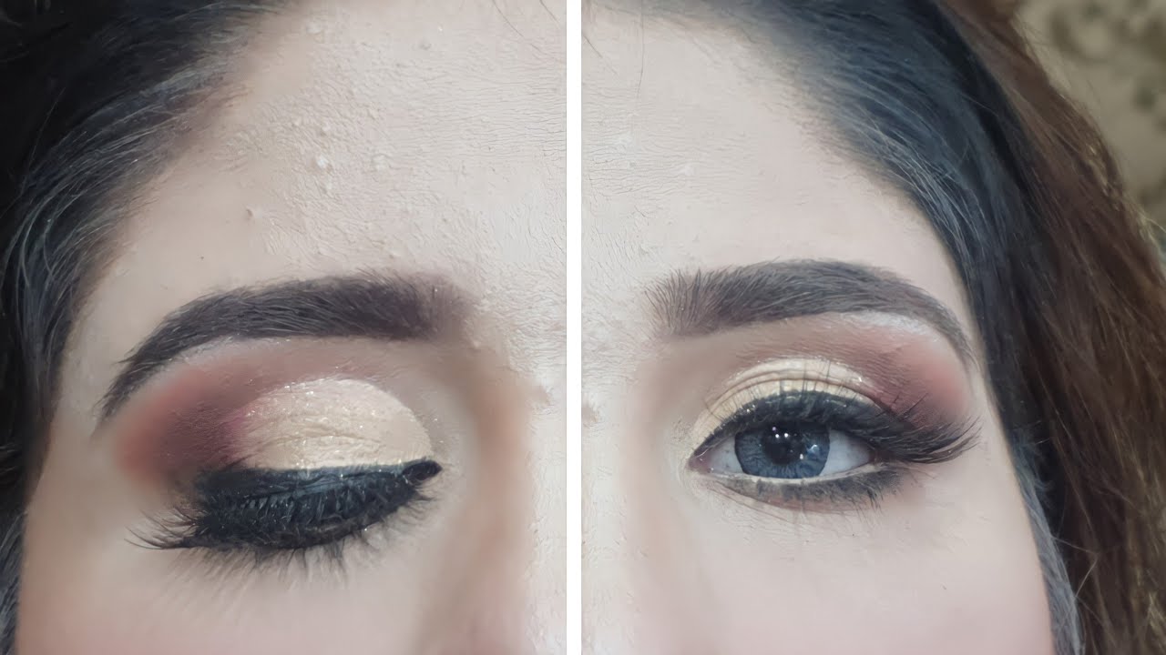 Soft gold berry eye makeup tutorial for beginners | Smokey Winged ...