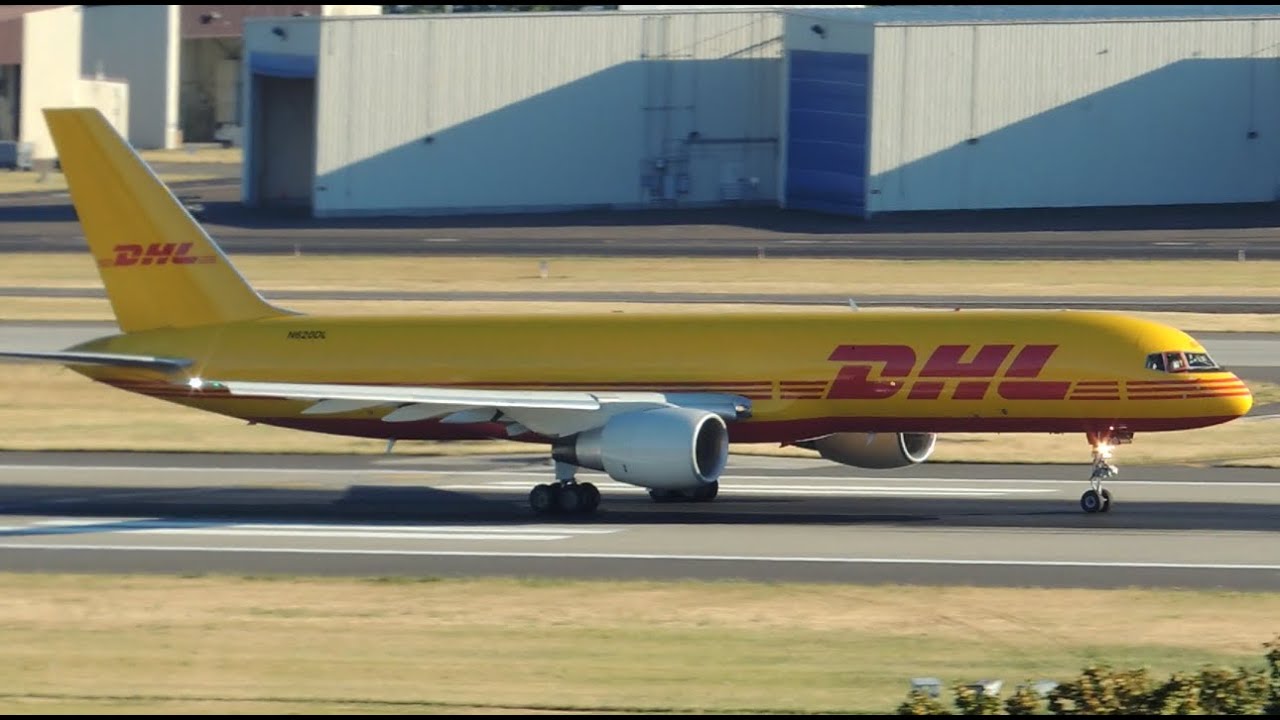 DHL (ATI) Boeing 757-200F [N620DL] takeoff from PDX - YouTube