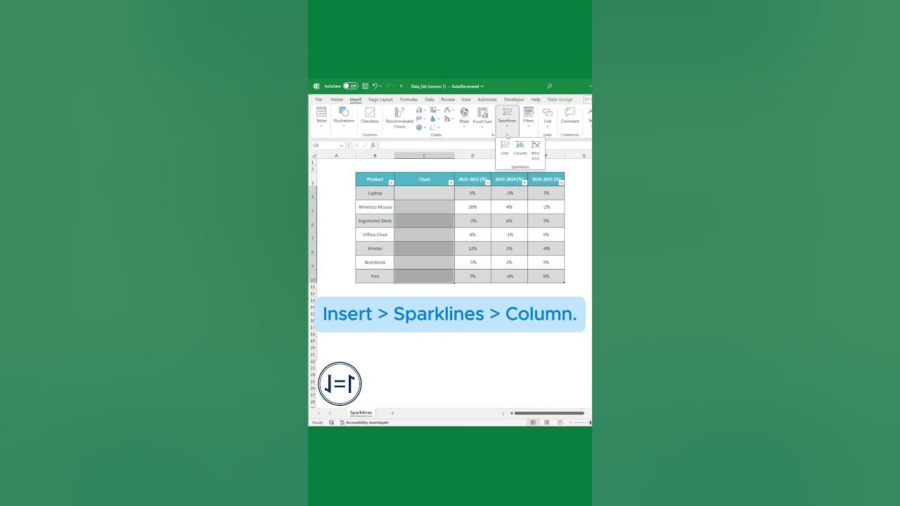 Day 123 Master Sparklines In Excel Exceltips Learnexcel Excel