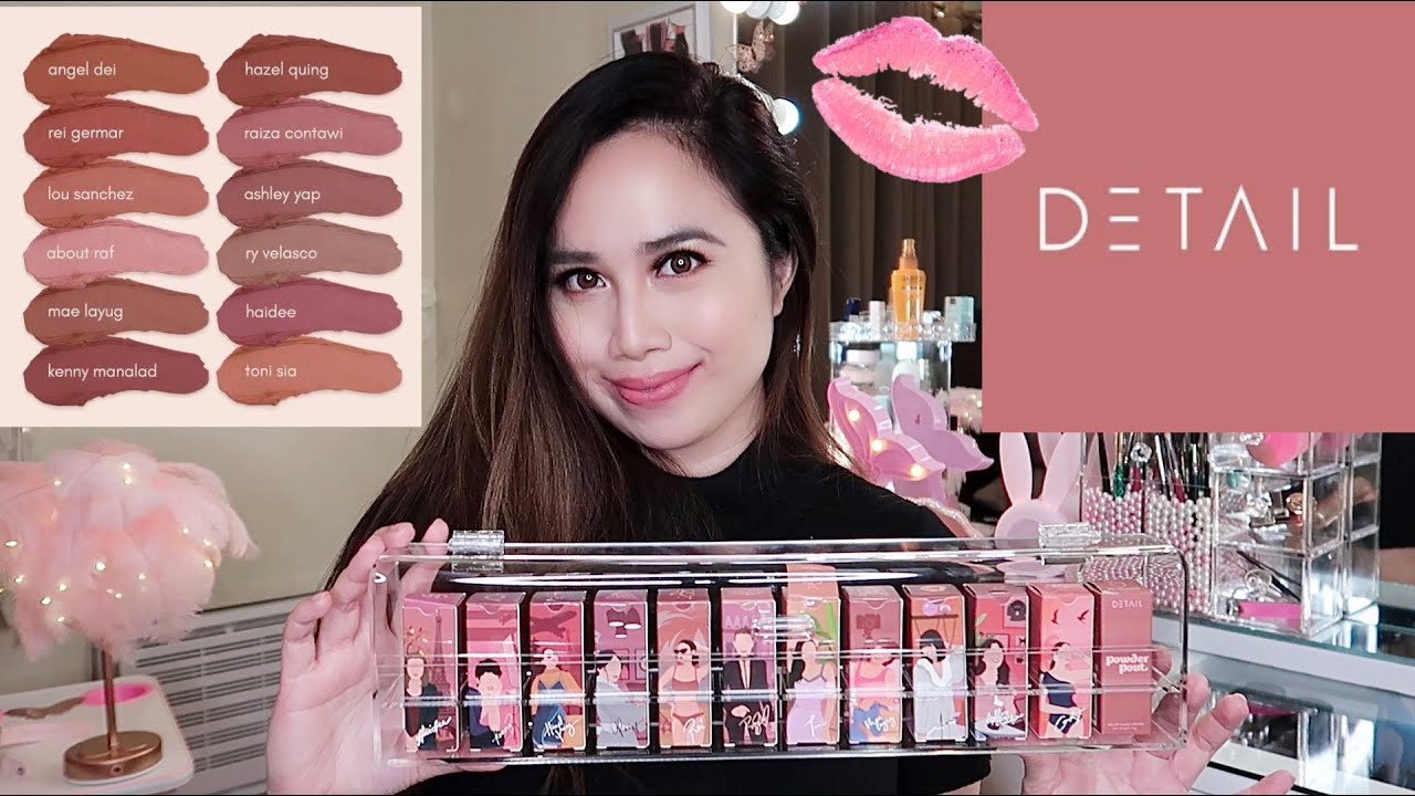 DETAIL COSMETICS POWDER POUT | Complete Swatches, Try-on and Wear Test ...