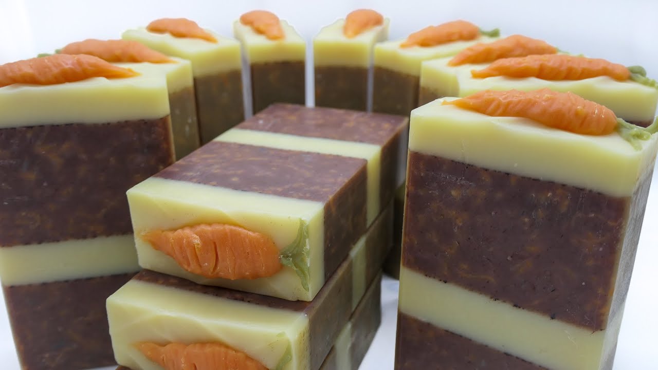 Carrot cake natural layered soap using spice essential oils. Natural ...
