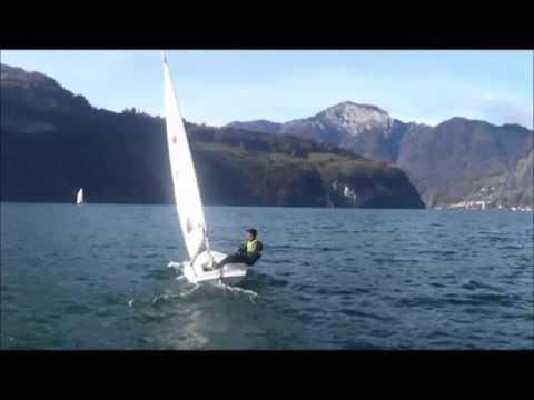 Laser sailing 04 Amwind Ausreiten Rollwende - YouTube