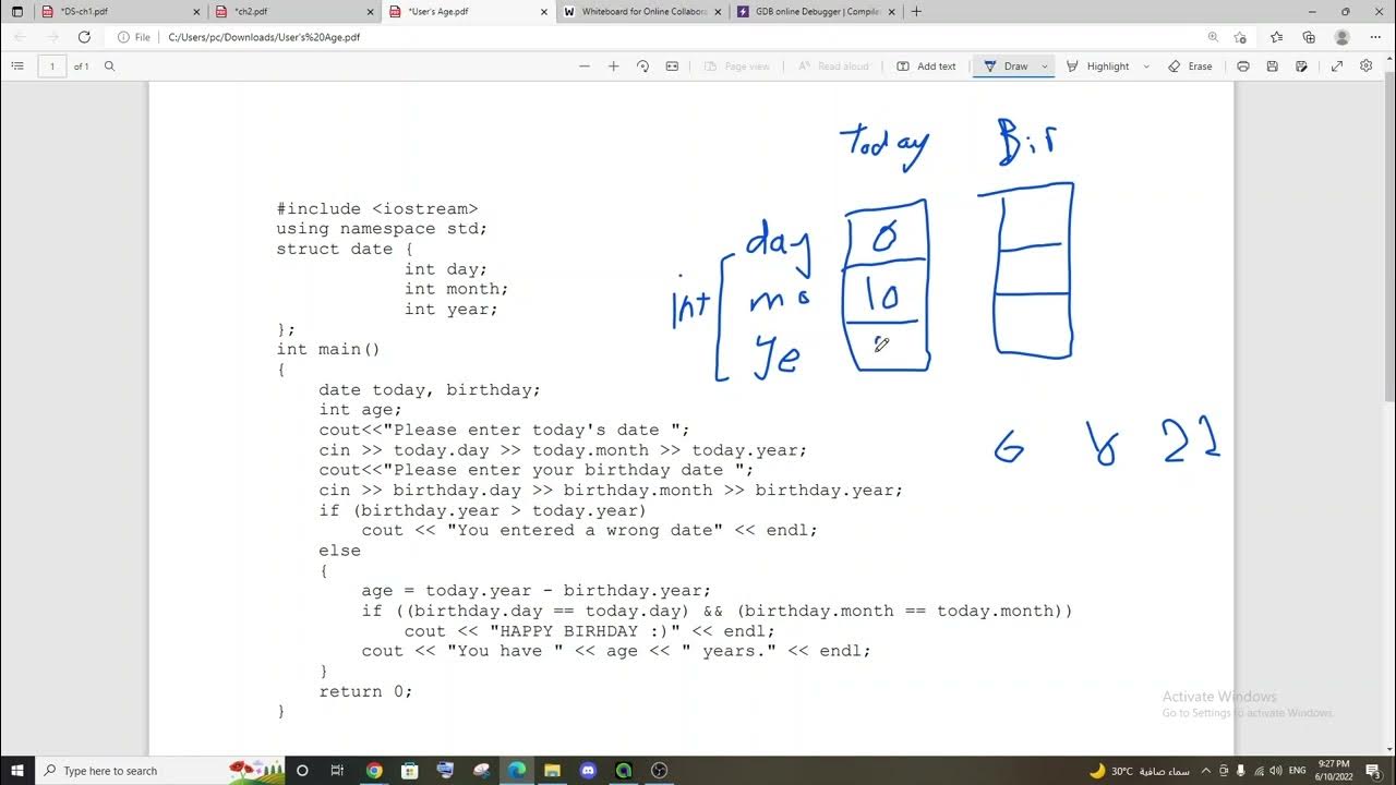 Data Structures - Ch2 (Struct Example) - YouTube
