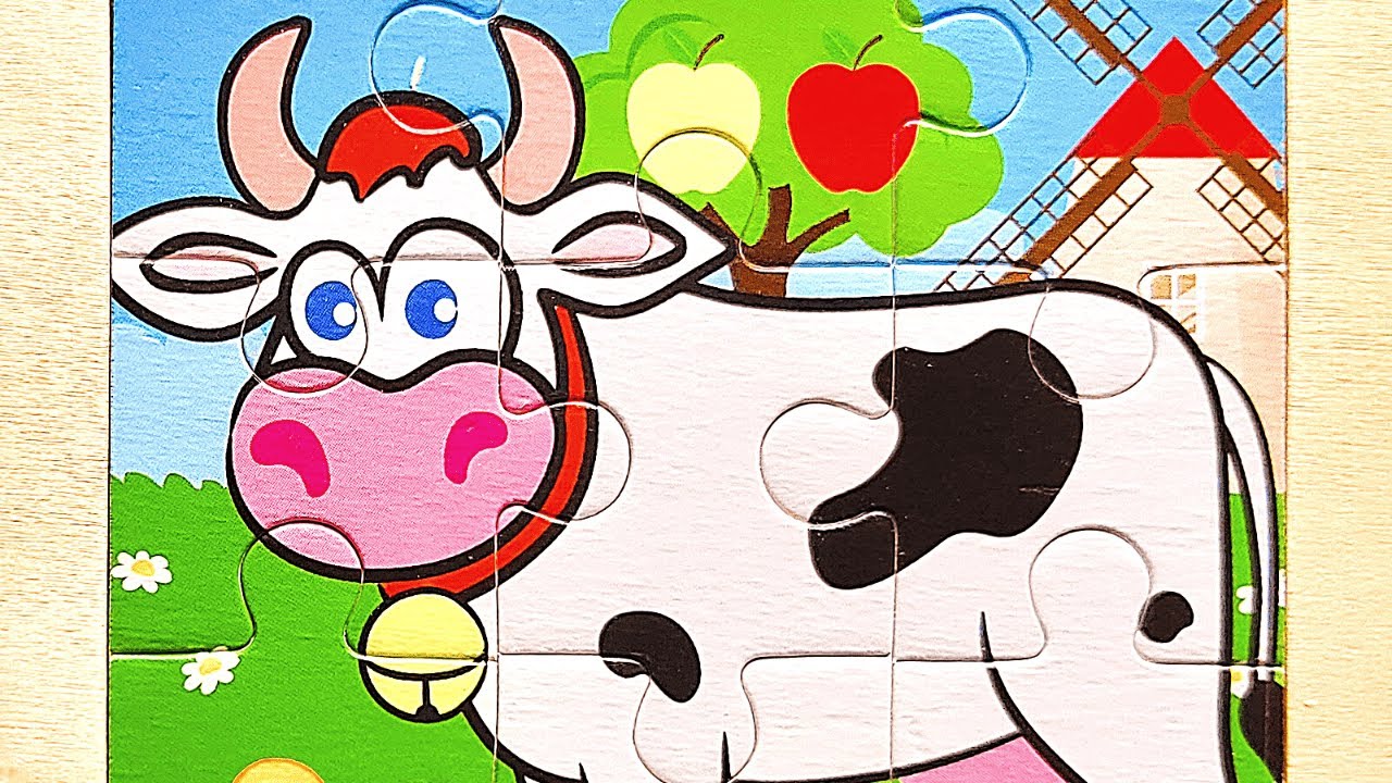 Happy and Delighted Cow in Farm - Animal Puzzle For Toddler ...