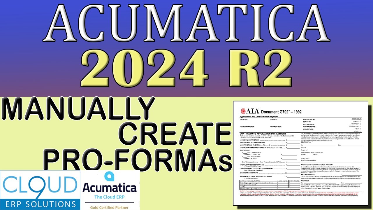 Acumatica 2024 R2 - Manually Create Pro-forma Invoices - YouTube