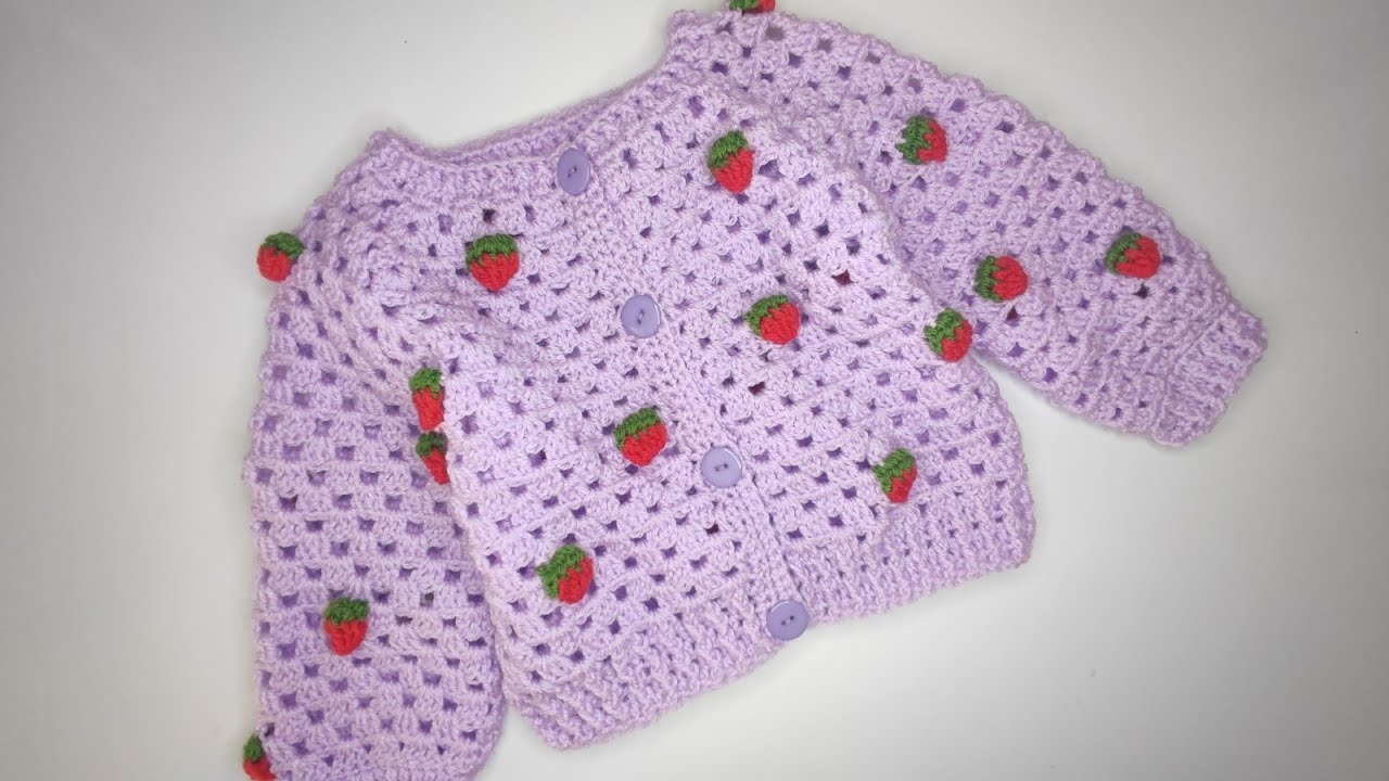 Crochet #99 How to crochet " Strawberry" cardigan / Part 2 - YouTube
