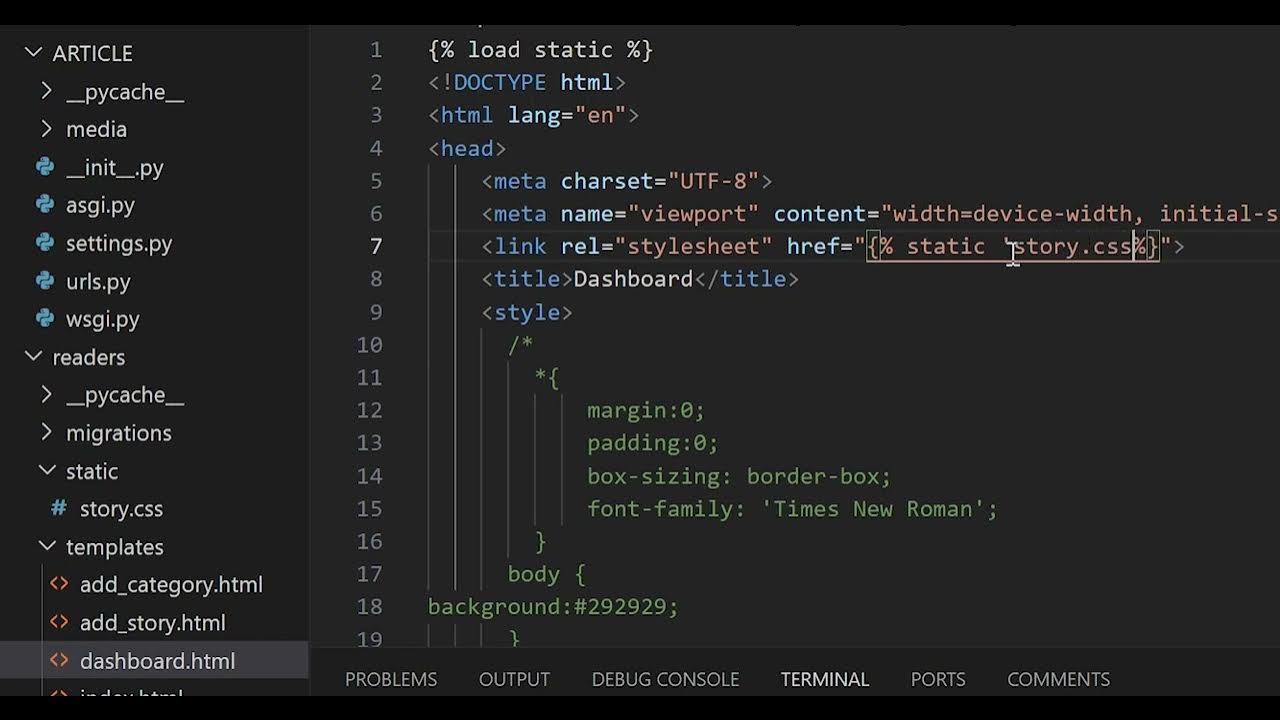 Setting up static files and querying database to load data using Django. - YouTube
