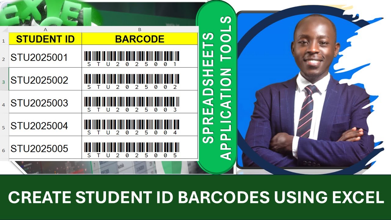 STUDENT ID BARCODES USING EXCEL - YouTube